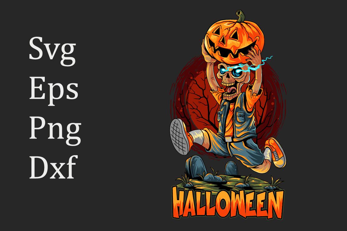 Cute halloween zombie running with a pumpkin | Deeezy