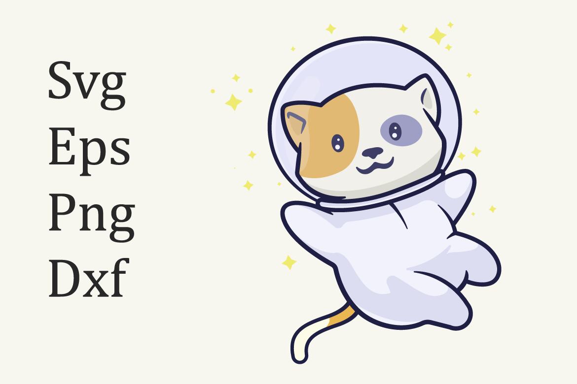 cute astronaut cat floating space | Deeezy