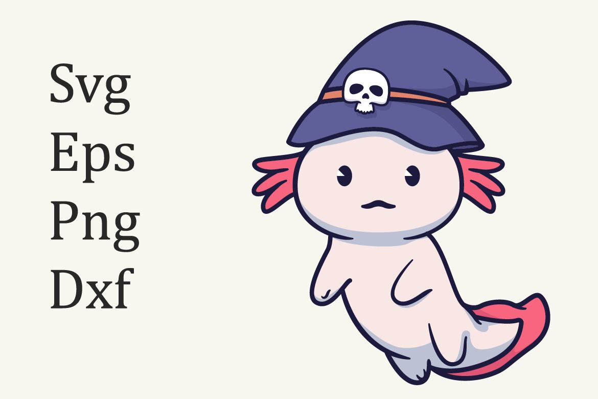 cute axolotl use witch hat halloween | Deeezy