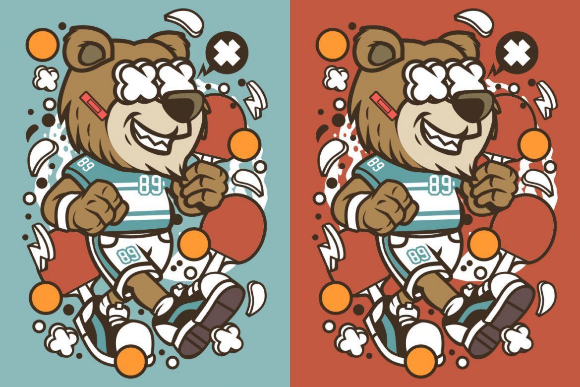 Bear Ping Pong Cartoon Character | Deeezy