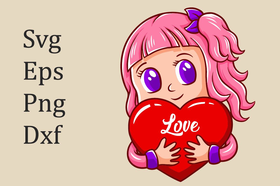 cute girl valentine holding heart love | Deeezy