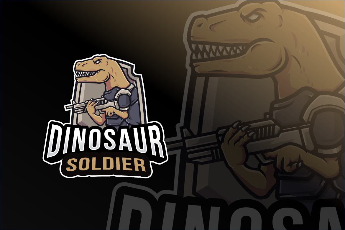 Dinosaur Soldier Logo Template | Deeezy