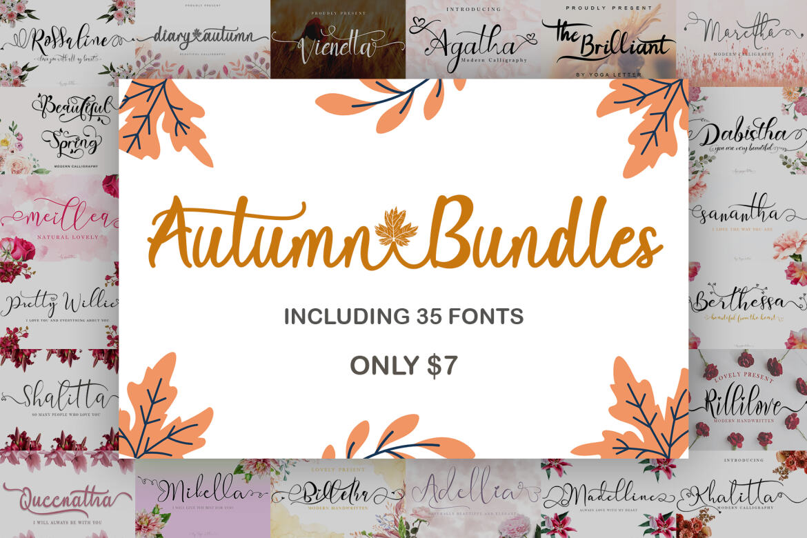 Autumn Bundle - 35 Script Fonts | Deeezy