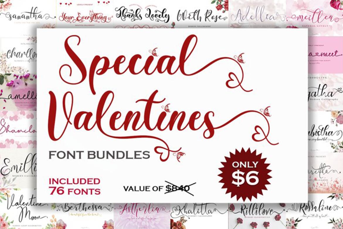 Special Valentine Font Bundle - 76 Fonts | Deeezy
