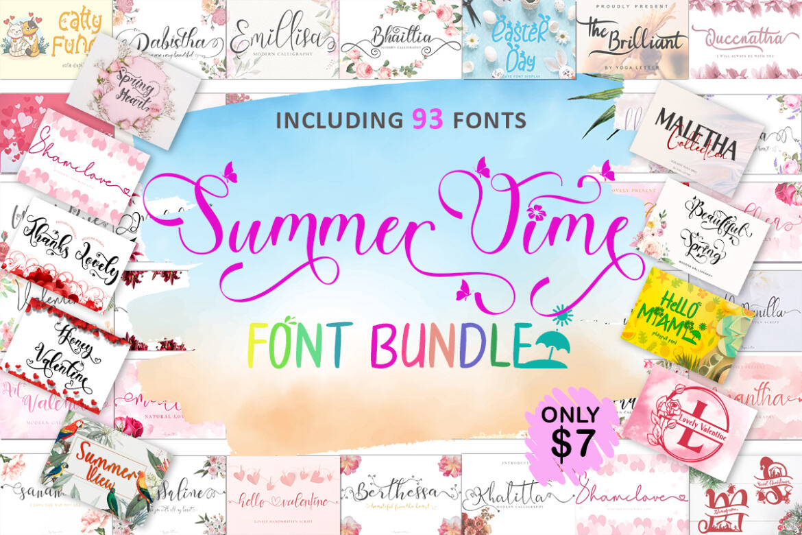 Summer Time Font Bundle - 93 Fonts | Deeezy