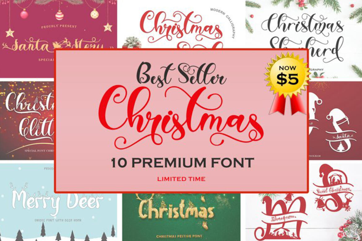 Best Seller Christmas Font Bundle - 10 Fonts | Deeezy