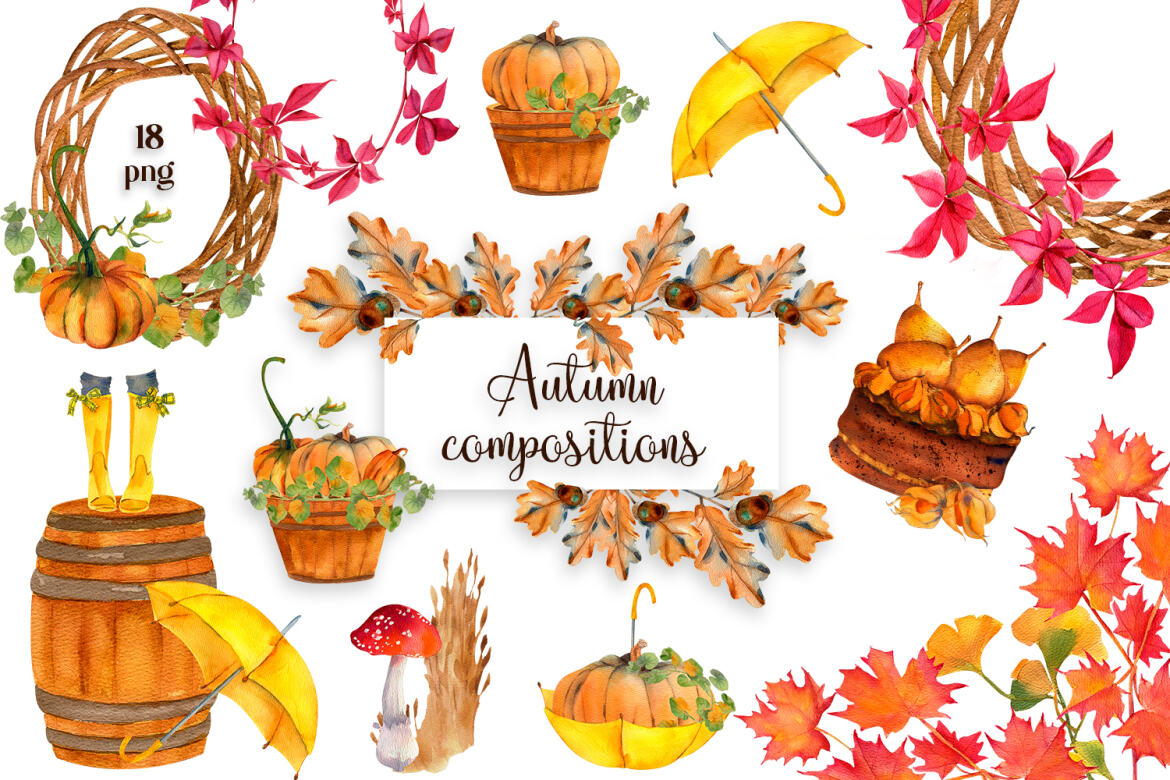 Watercolor Fall Pumpkin Clipart | Deeezy