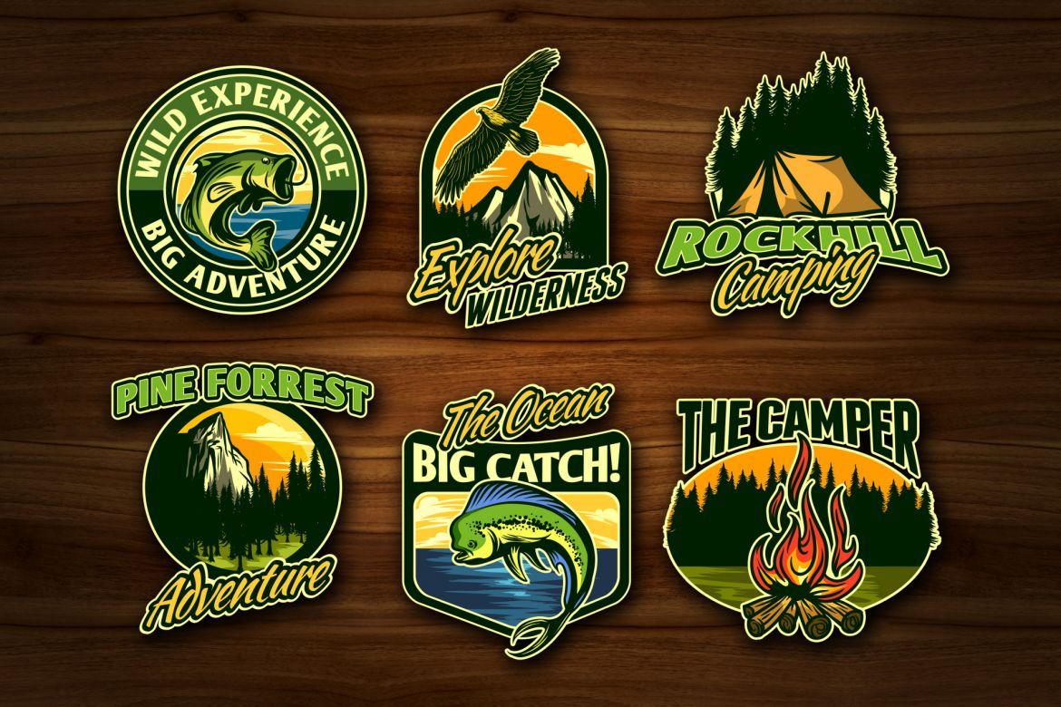 Set of Adventure and Outdoor Activity Emblem Logos Badges | Deeezy
