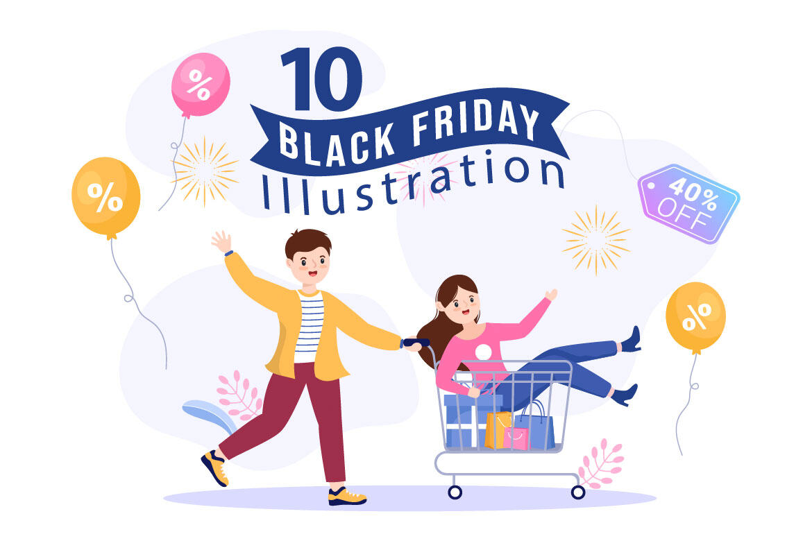 10 Black Friday Give Big Discount Illustration | Deeezy