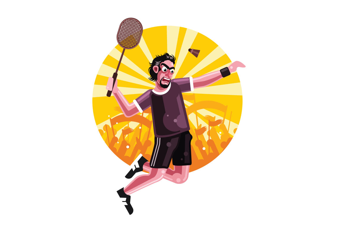 Badminton Player Character Vector Illustration | Deeezy