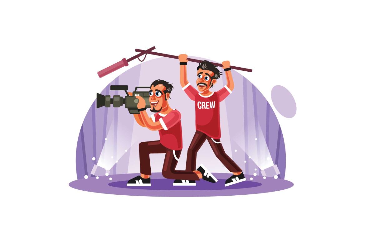 Cameraman and Sound Engineer Vector Illustration | Deeezy