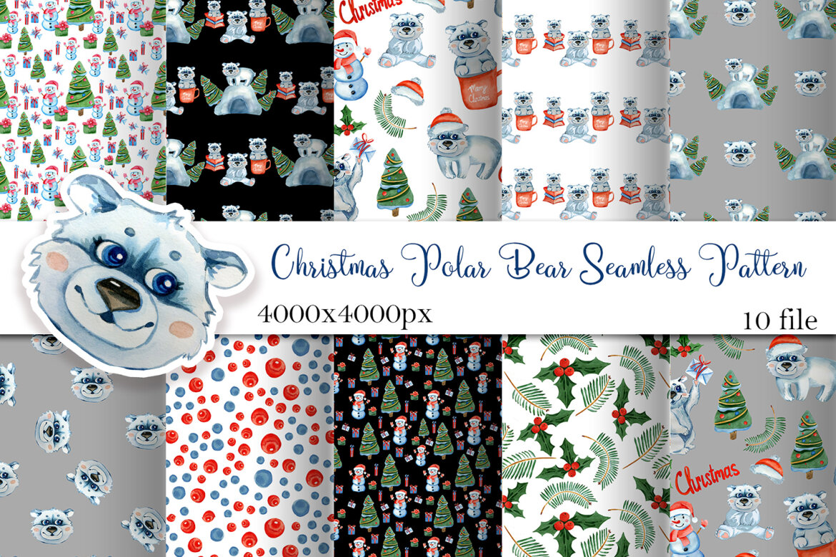 Christmas Polar Bear Seamless Pattern | Deeezy
