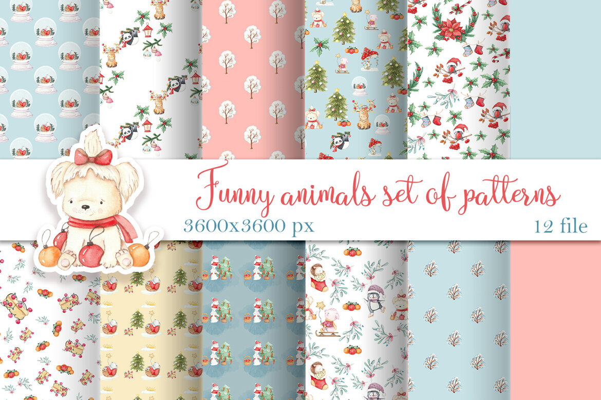 The Christmas graphics collection includes seamless patterns | Deeezy