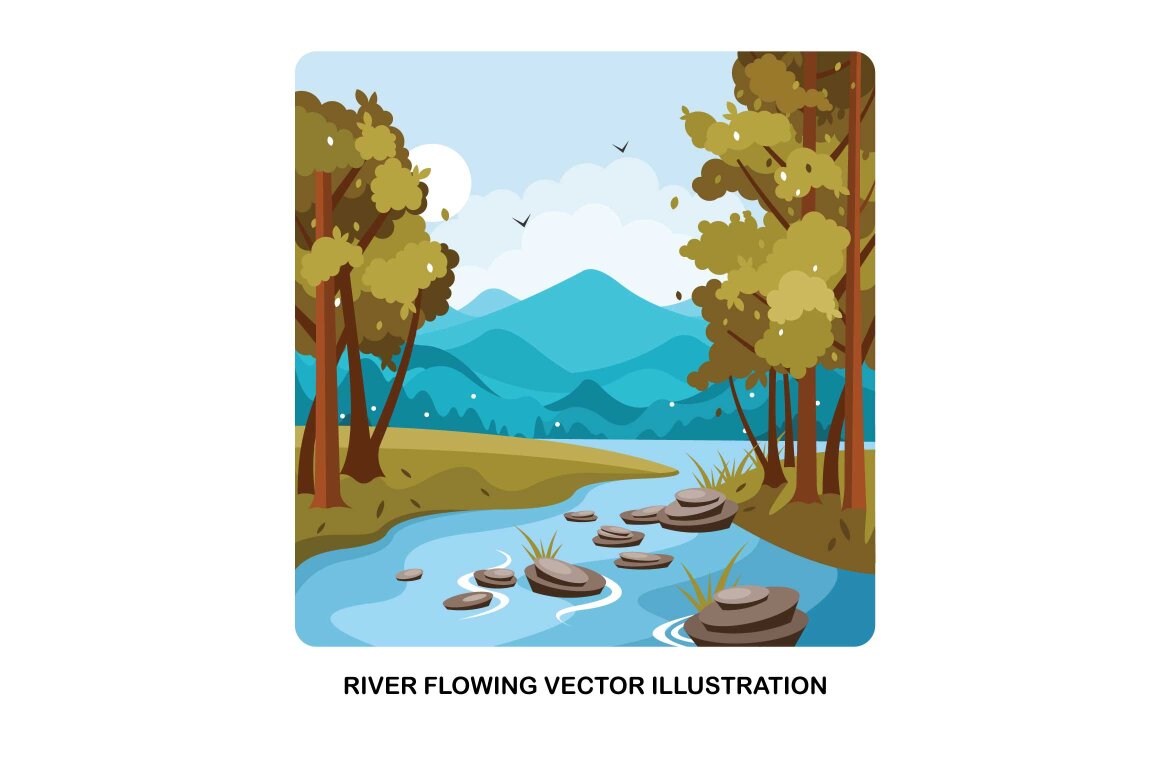 River Flowing Vector Illustration | Deeezy