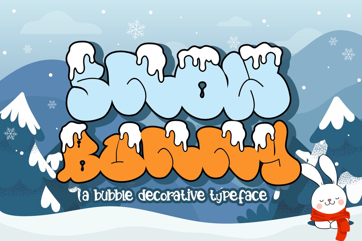 Snow Bunny - Winter Decorative font | Deeezy