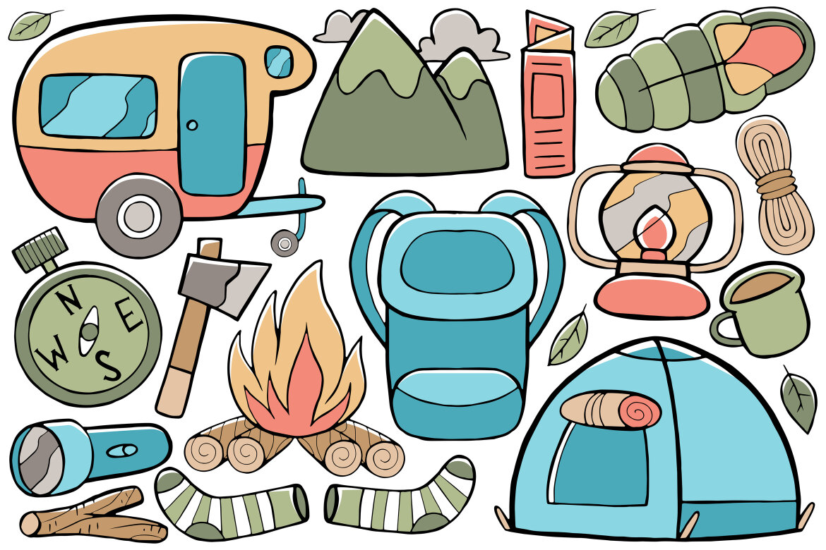 Camping Doodle Vector #01 | Deeezy