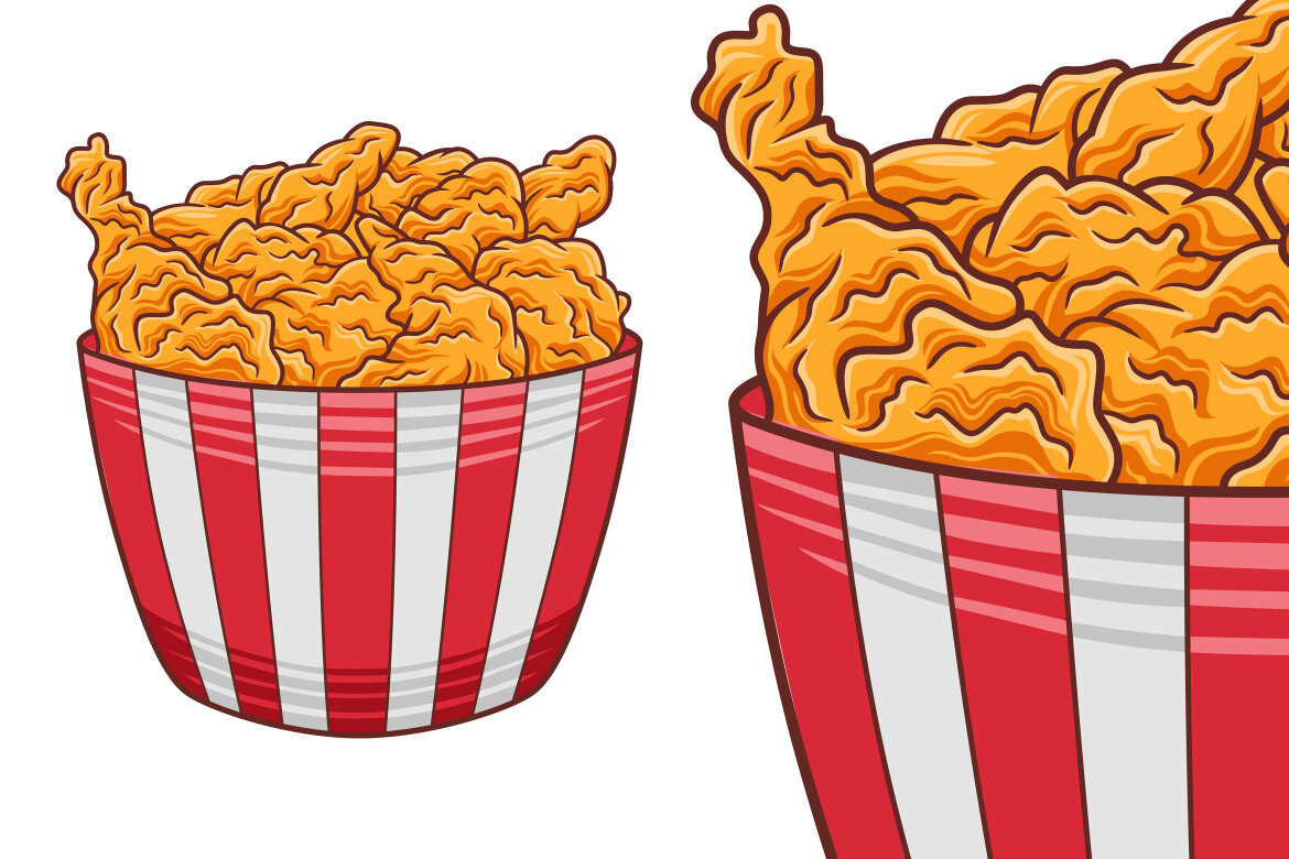 Fried Chicken Vector in Flat Design Style | Deeezy