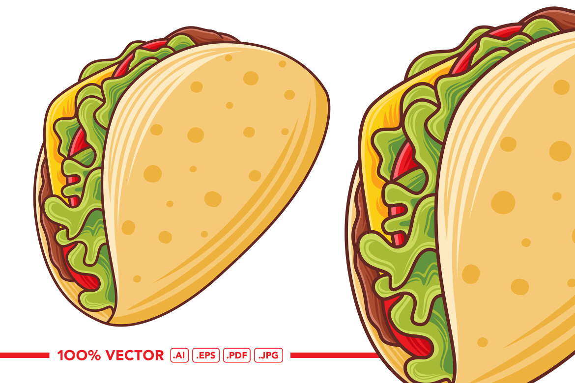 Taco Vector in Flat Design Style | Deeezy