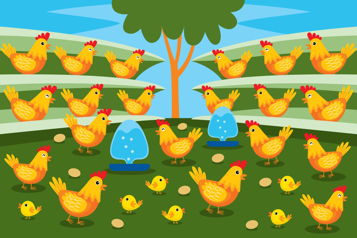 Chicken Farm Vector Illustration | Deeezy