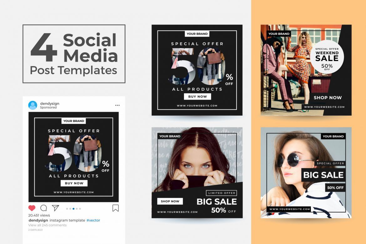Instagram Social Media Post Templates Pack Vol 07 | Deeezy