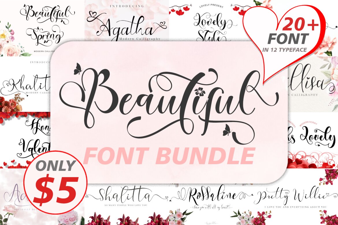 Beautiful Font Bundle | Deeezy