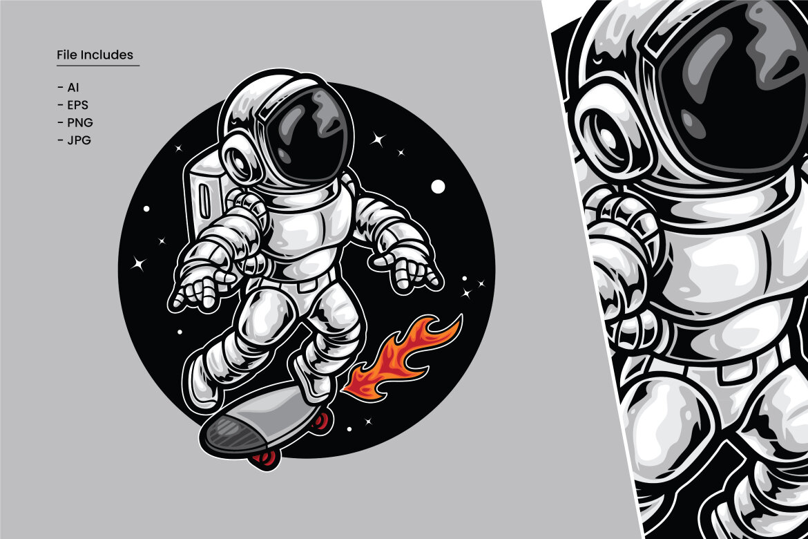 Astronaut Skateboard Illustration | Deeezy