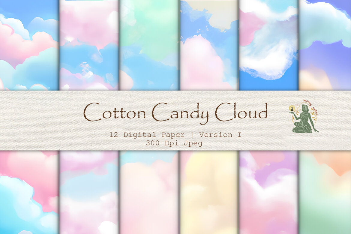 Cotton Candy Cloud Digital Paper | Deeezy