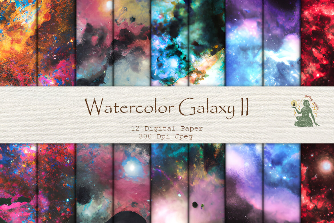 Watercolor Galaxy II Digital Paper | Deeezy