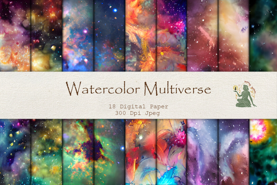 Watercolor Multiverse Digital Paper | Deeezy