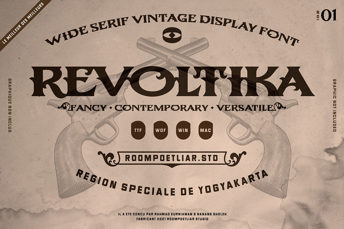 Revoltika Wide serif vintage display | Deeezy
