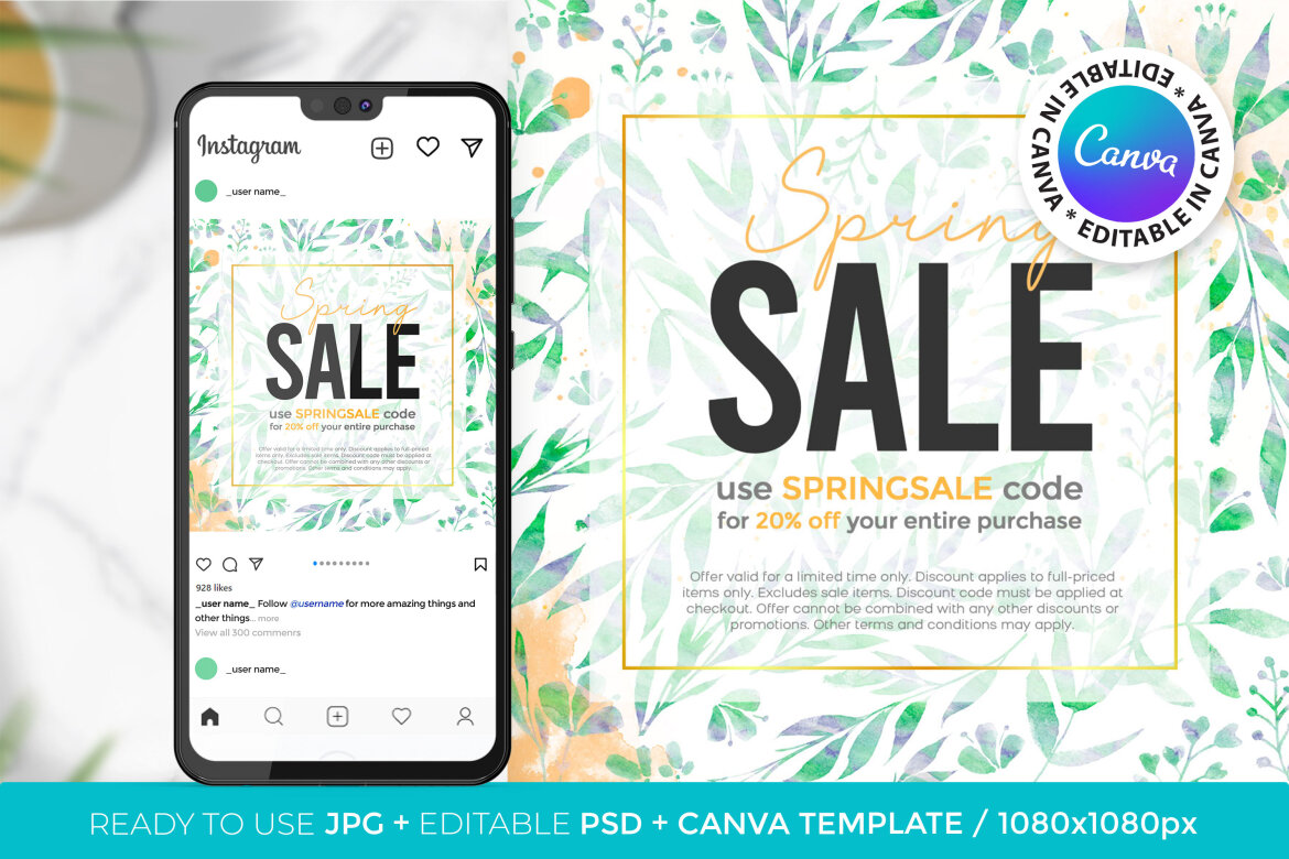 Spring Editable Banner - JPG / Psd / Canva Template | Deeezy