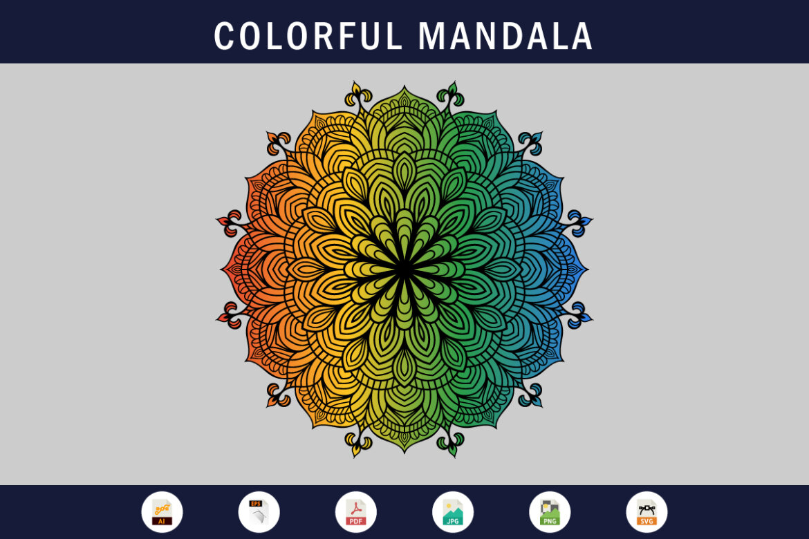 Colorful Mandala Illustration on doodle style-02 | Deeezy