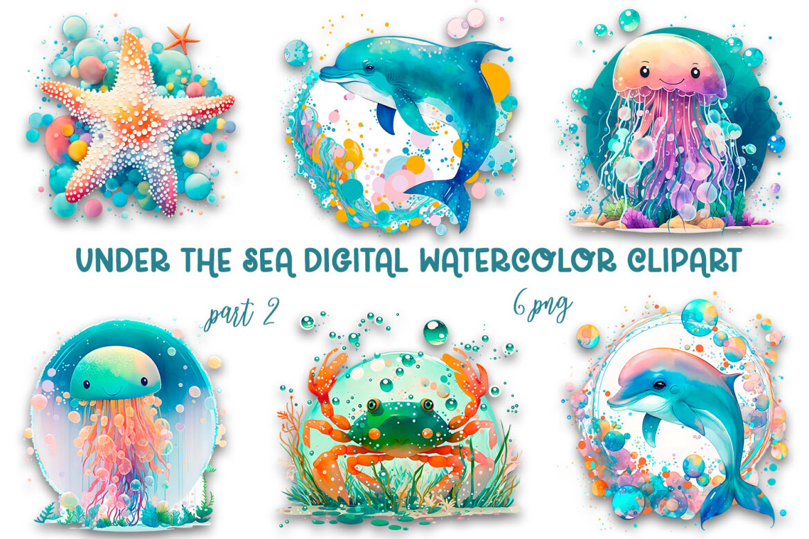 Under the sea digital clipart, sea clipart, summer part 2 | Deeezy