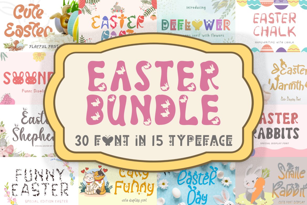 Easter Font Bundle - 15 Fonts | Deeezy