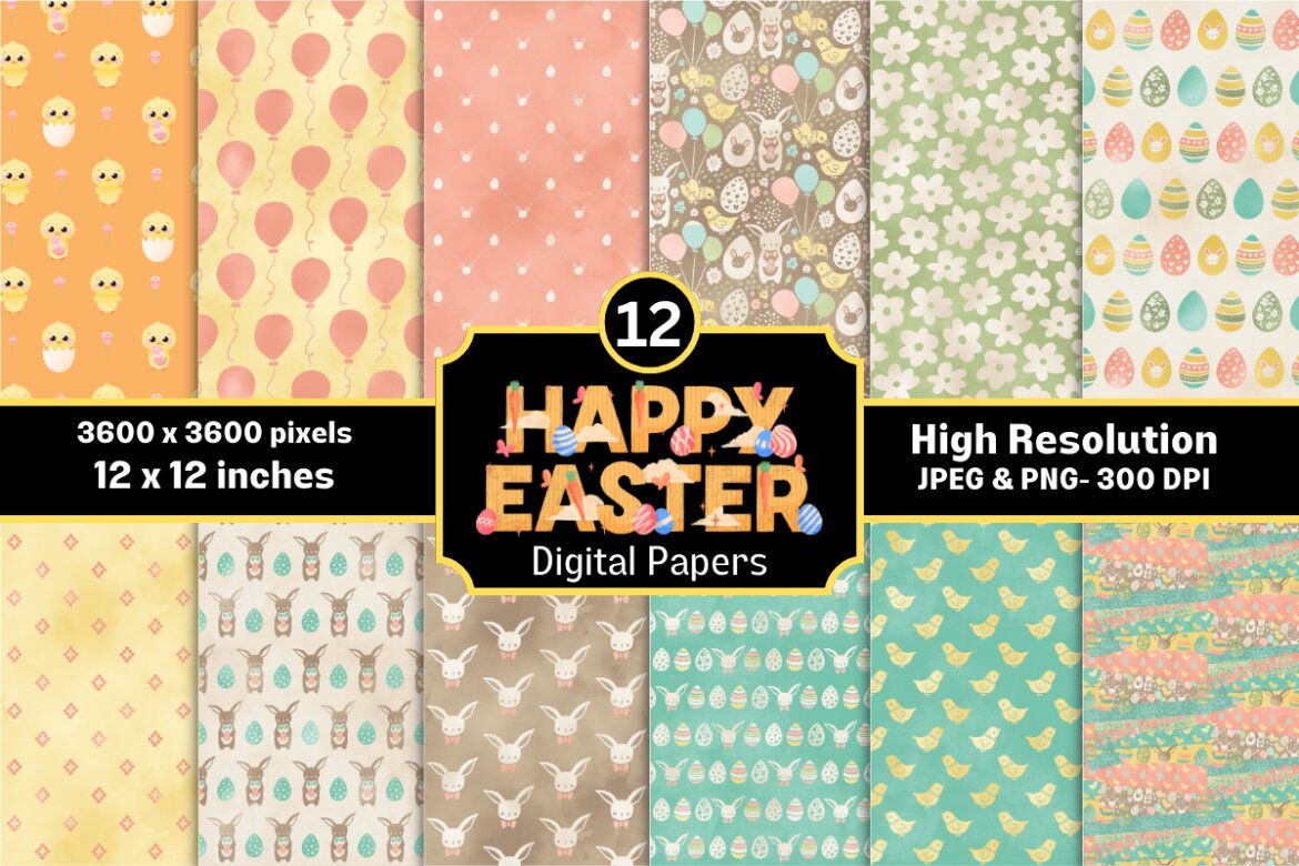 Happy Easter FREE Digital Papers | Deeezy