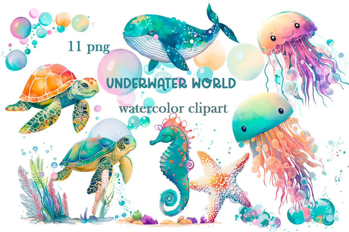 Underwater world, sea clipart, summer clipart | Deeezy