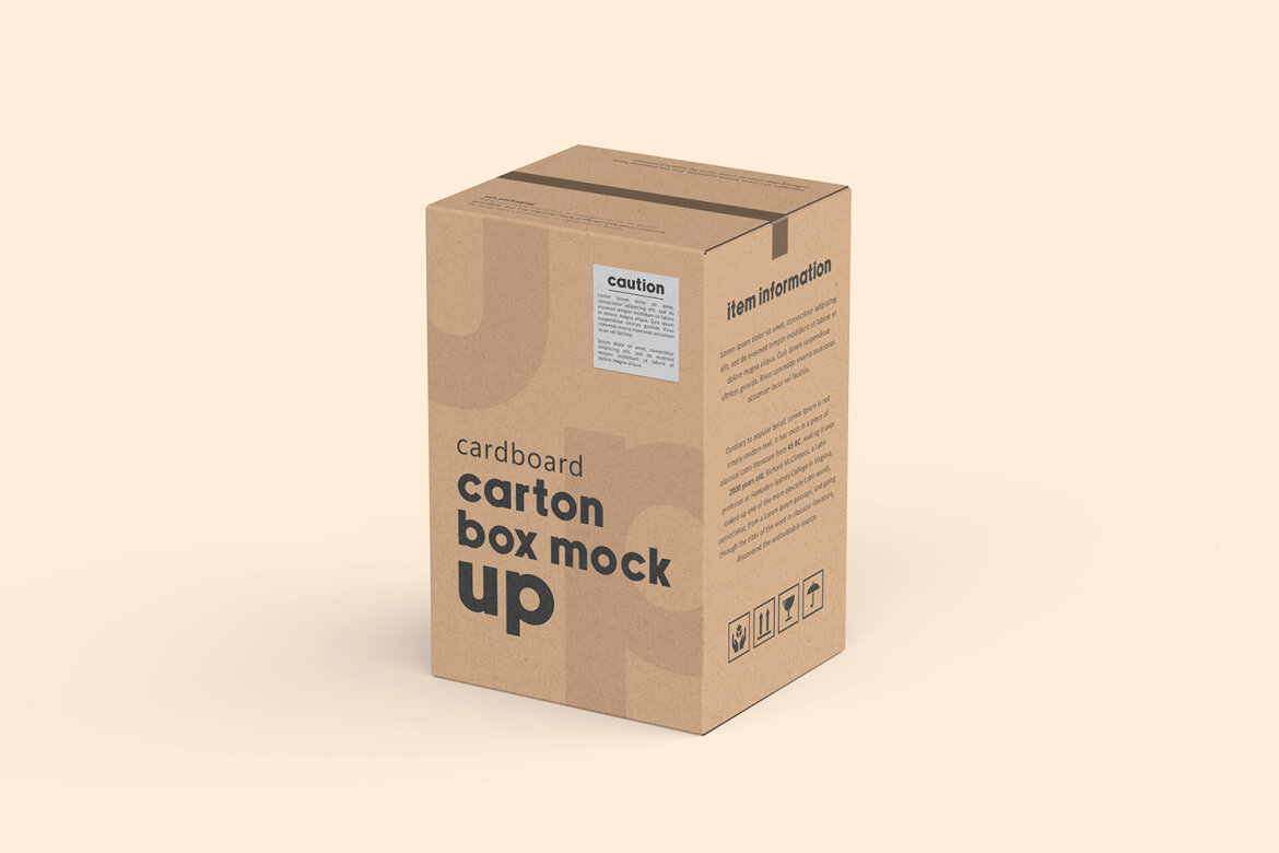 Vertical Cardboard Carton Box Mockup for Packaging | Deeezy