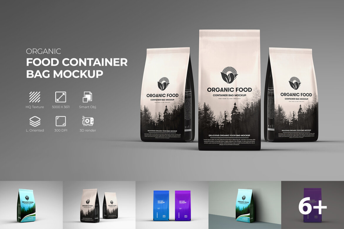 Organic Food Container Packaging Bag Mockup | Deeezy