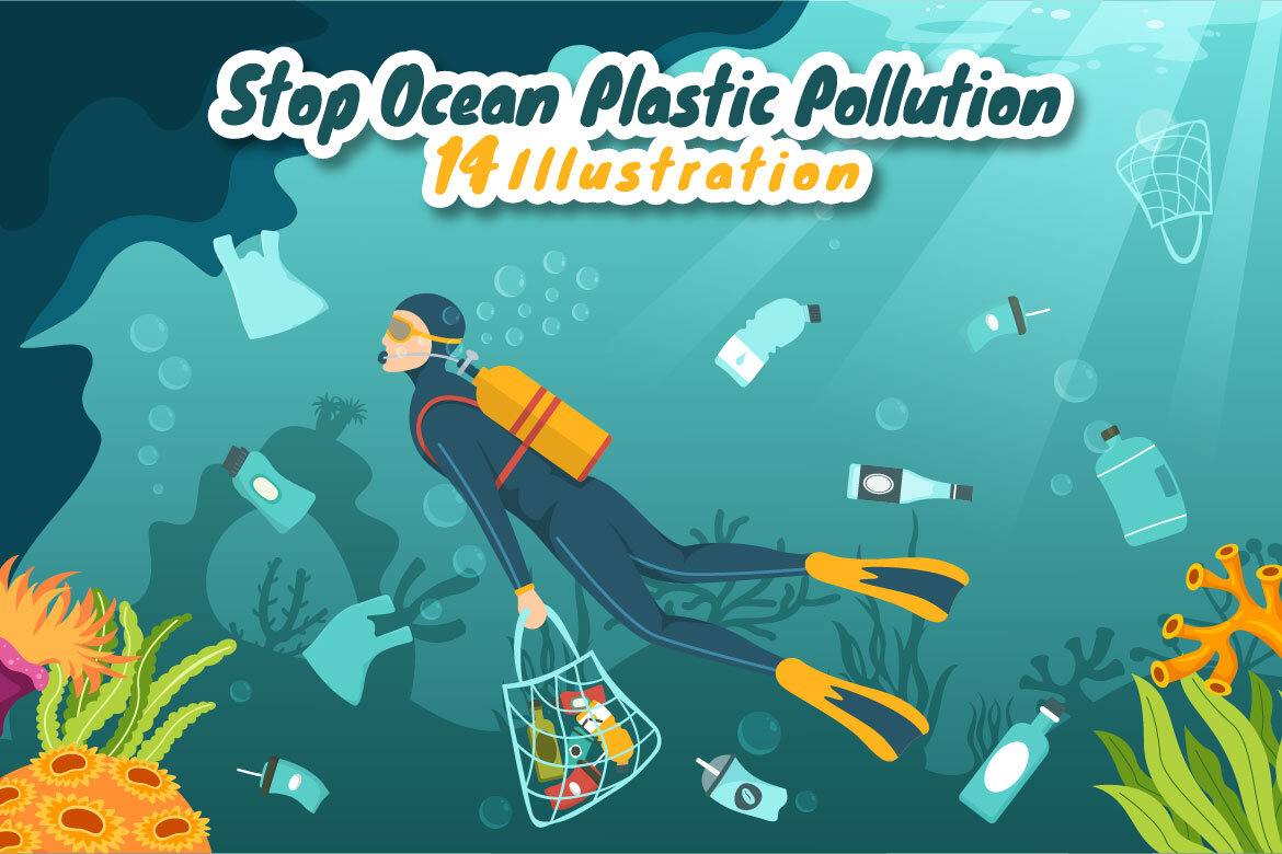 14 Stop Ocean Plastic Pollution Illustration | Deeezy
