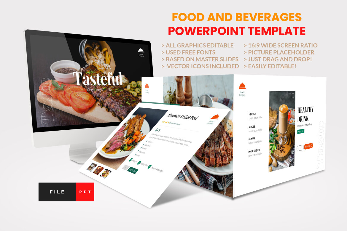 Company Profile Food And Beverages Powerpoint Template | Deeezy