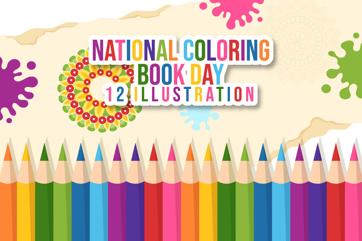 12 National Coloring Book Day Illustration | Deeezy