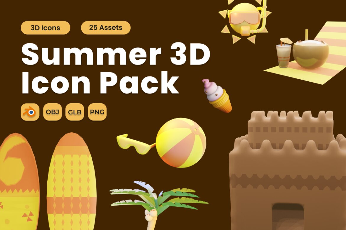 Summer 3D Icon Set Vol 1 | Deeezy