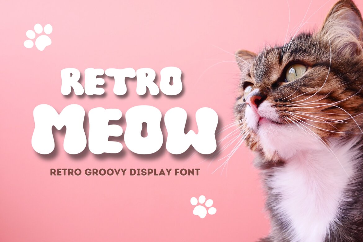 Retro Meow – Retro Groovy Display Font | Deeezy