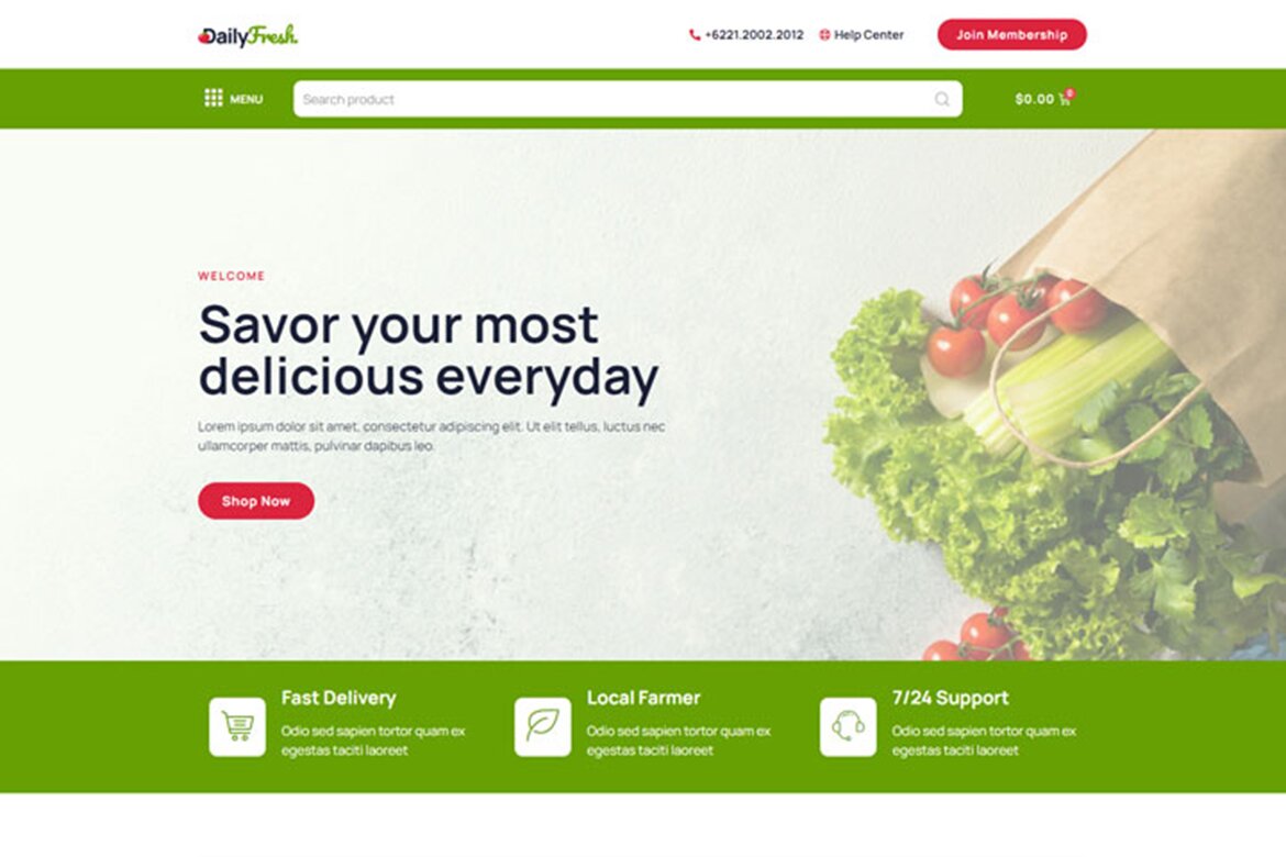 Grocery Store Elementor Template | Deeezy