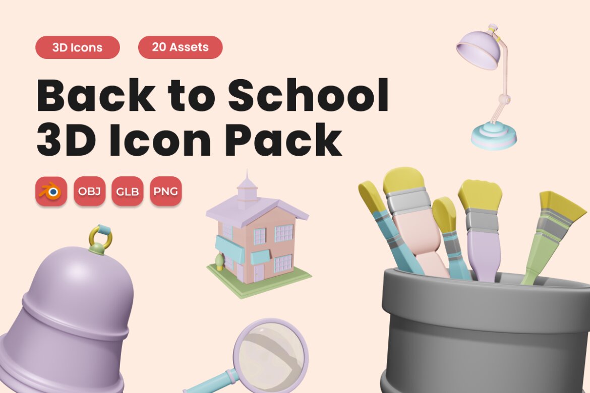 Back to School 3D Icon Pack Vol 2 | Deeezy