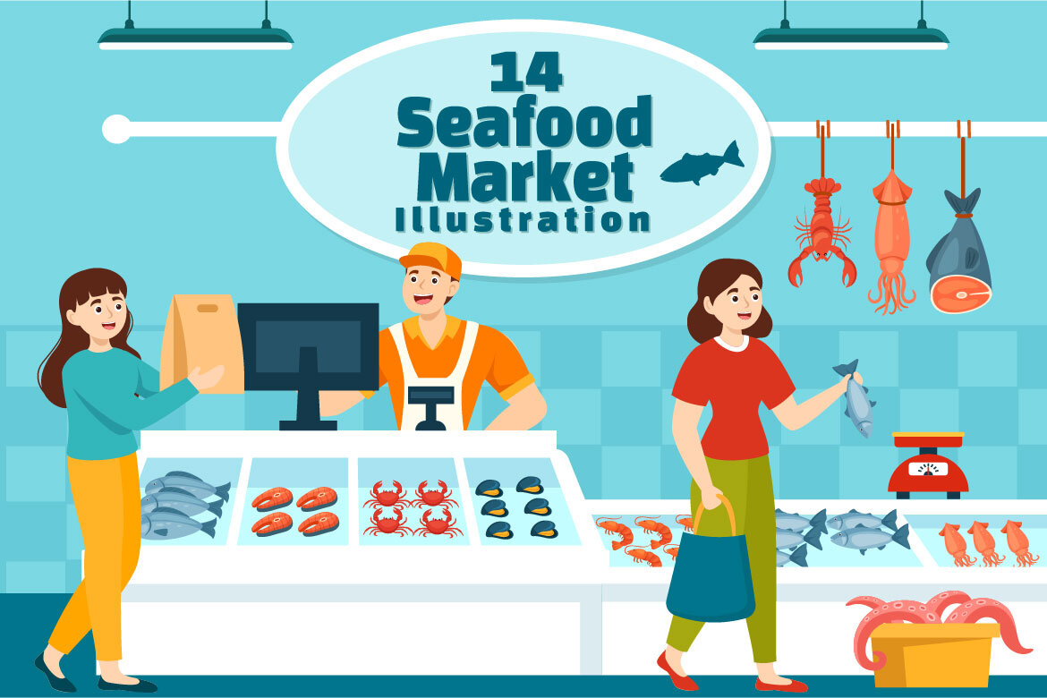 14 Seafood Market Illustration | Deeezy
