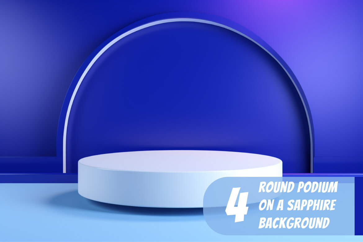4 Images of small round podium white on a sapphire background | Deeezy