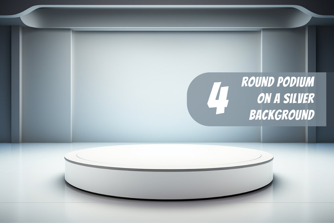 4 Images of small round podium white on a silver background | Deeezy
