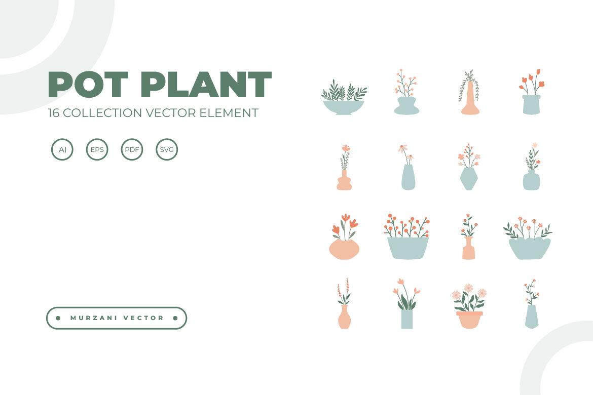 Collection of vector pot plant FREE elements | Deeezy