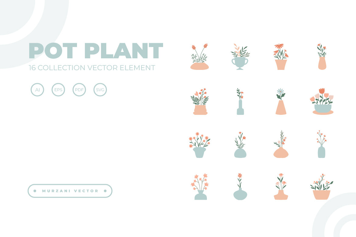 set element pot plant vector | Deeezy